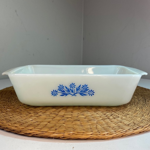 Fire King | Kitchen | Vintage Anchor Hocking Blue Flowers Pattern Loaf ...